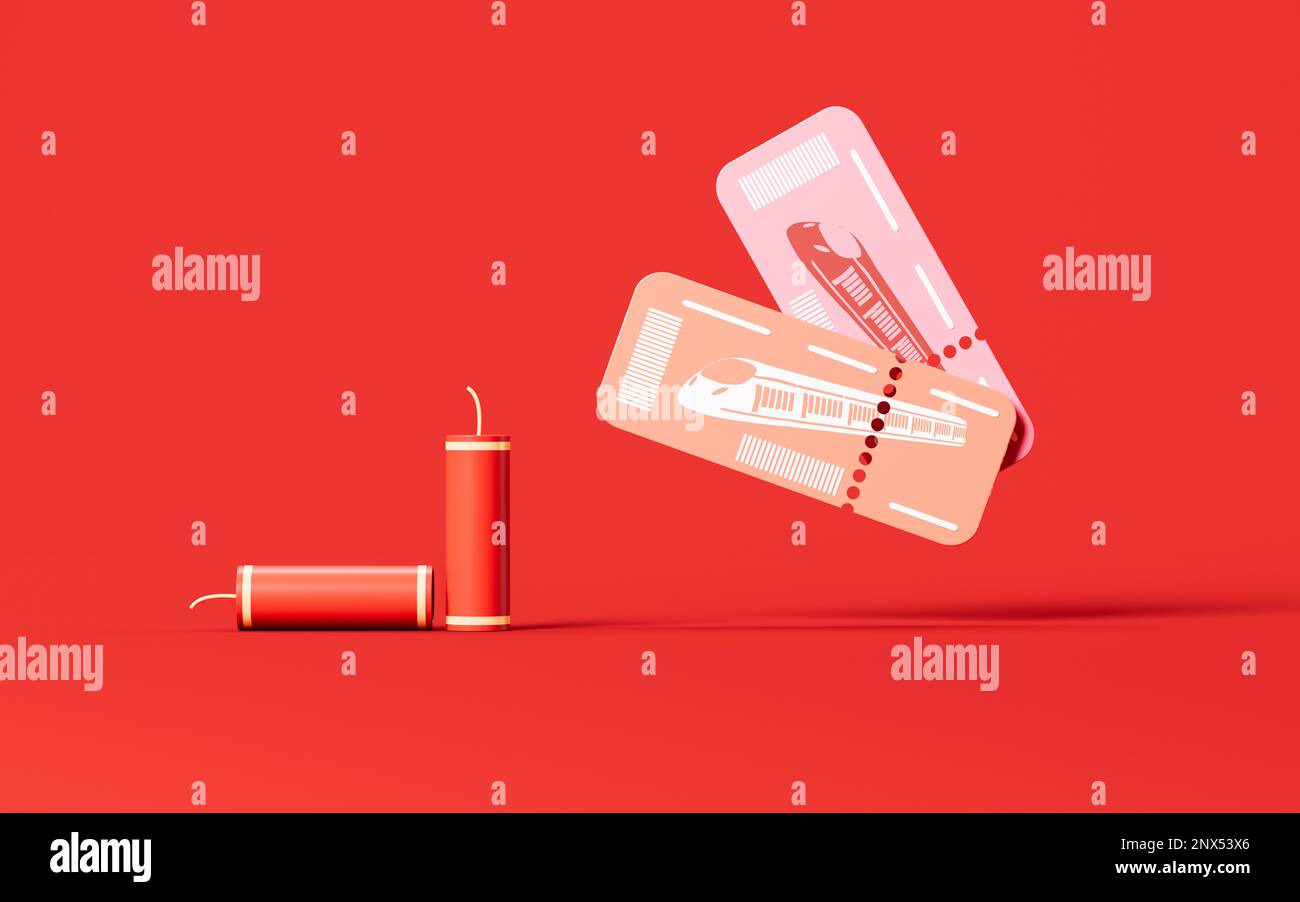 Spring Festival theme and train tickets, Spring Festival travel rush ...