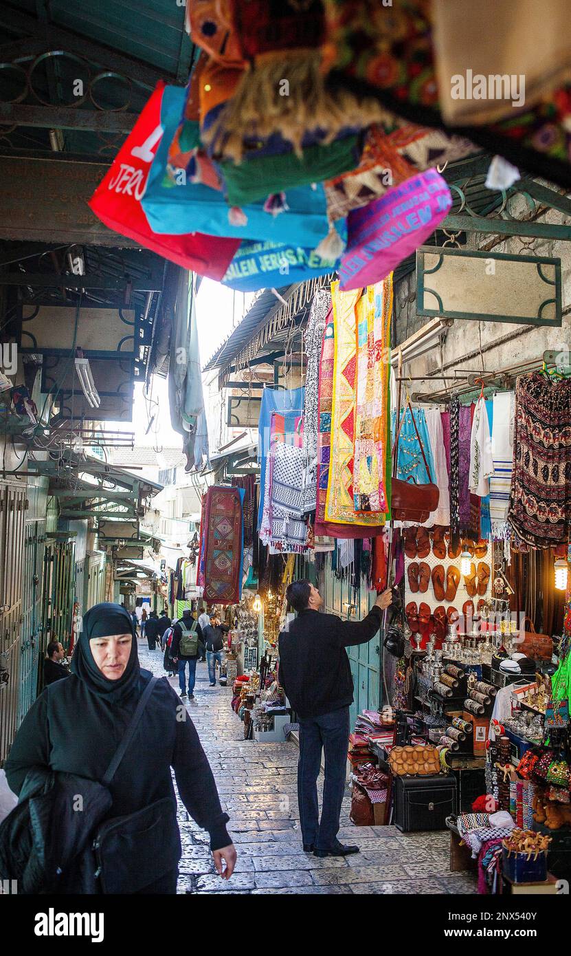 David street, Souk Arabic market, Old City, Jerusalem, Israel Stock ...