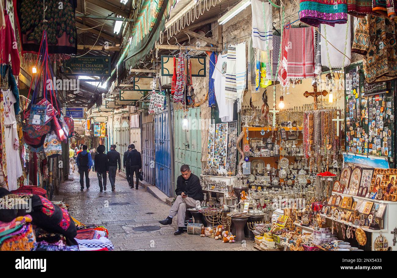 David street,Souk Arabic market, Old City, Jerusalem, Israel Stock ...