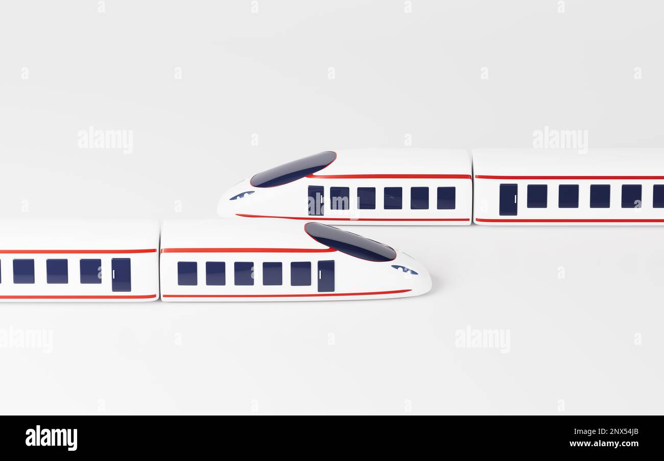 Cartoon high-speed train in the white background, 3d rendering. Digital ...
