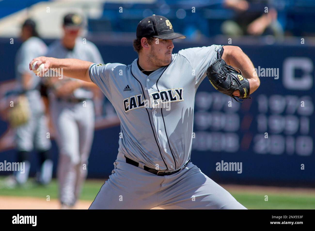 Cal Poly San Luis Obispo Mustangs starting pitcher Darren Nelson (32 ...