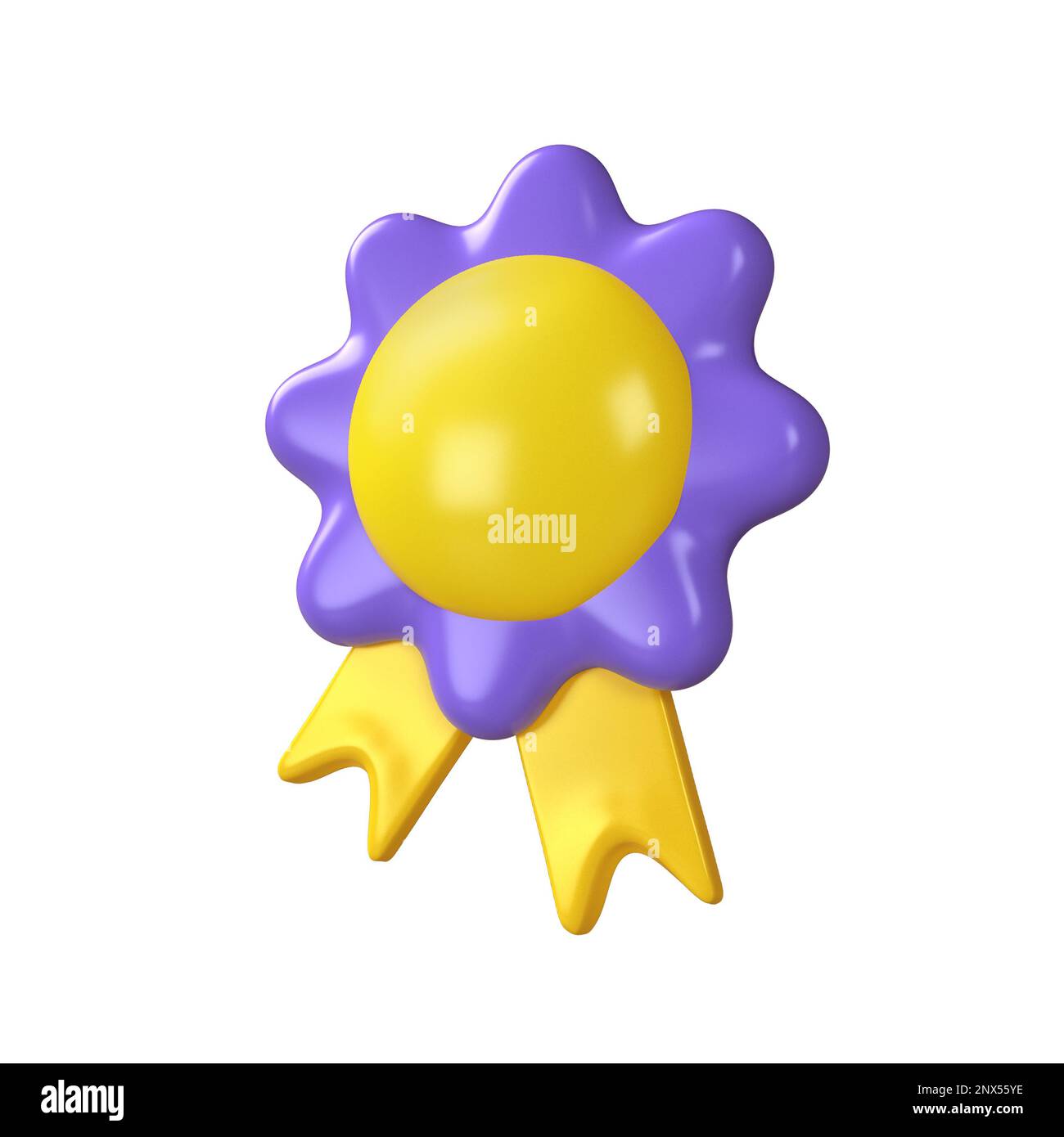 3d winner purple medal and yellow ribbons reward. Illustration icon ...