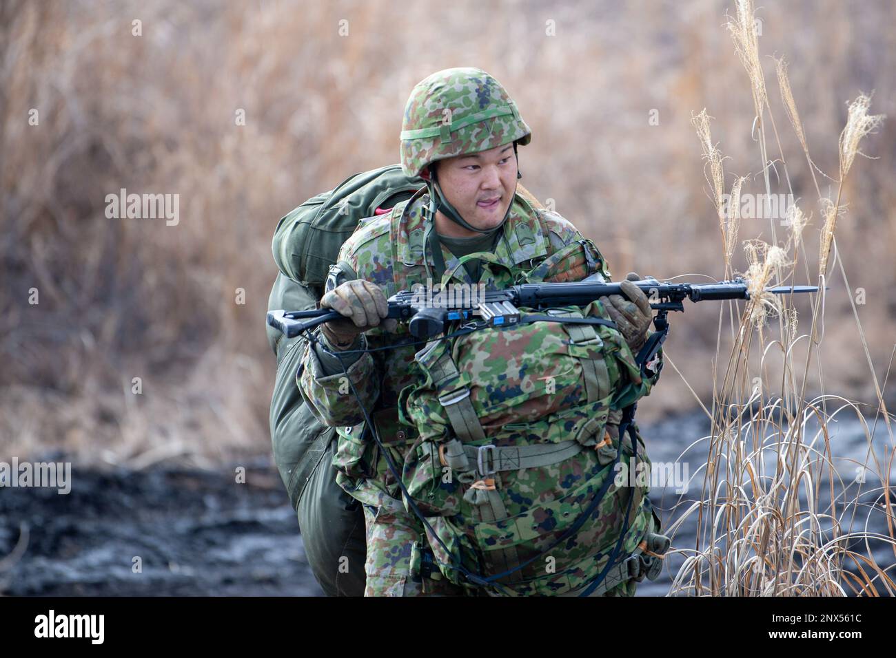 A Japan Ground Self-Defense Force paratrooper assigned to the 1st ...