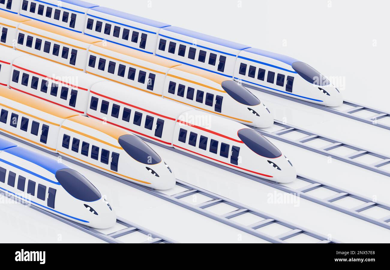 Cartoon high-speed train in the white background, 3d rendering. Digital ...