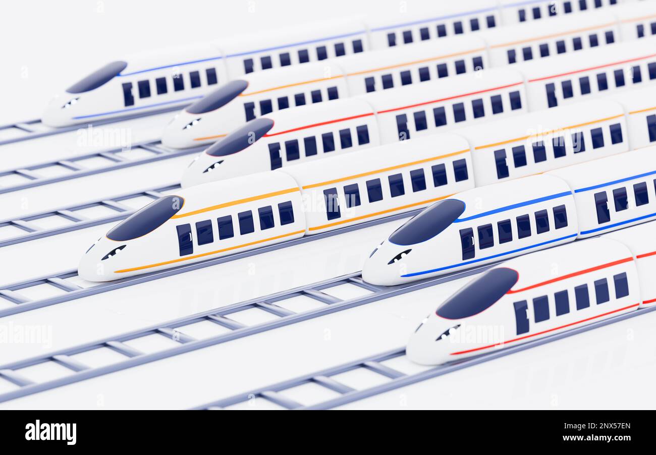 Cartoon high-speed train in the white background, 3d rendering. Digital ...