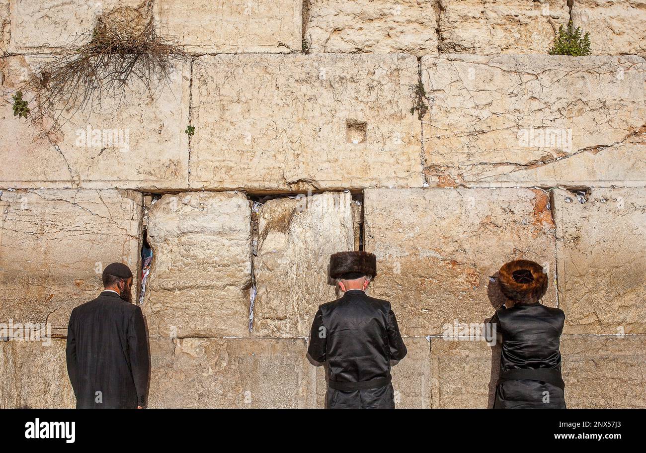 men's prayer area, men praying at the Western Wall, Wailing Wall ...