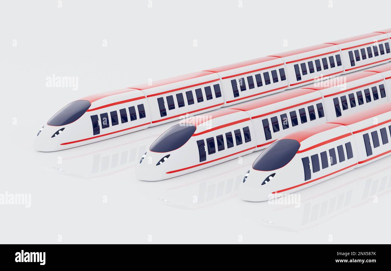 Cartoon high-speed train in the white background, 3d rendering. Digital ...