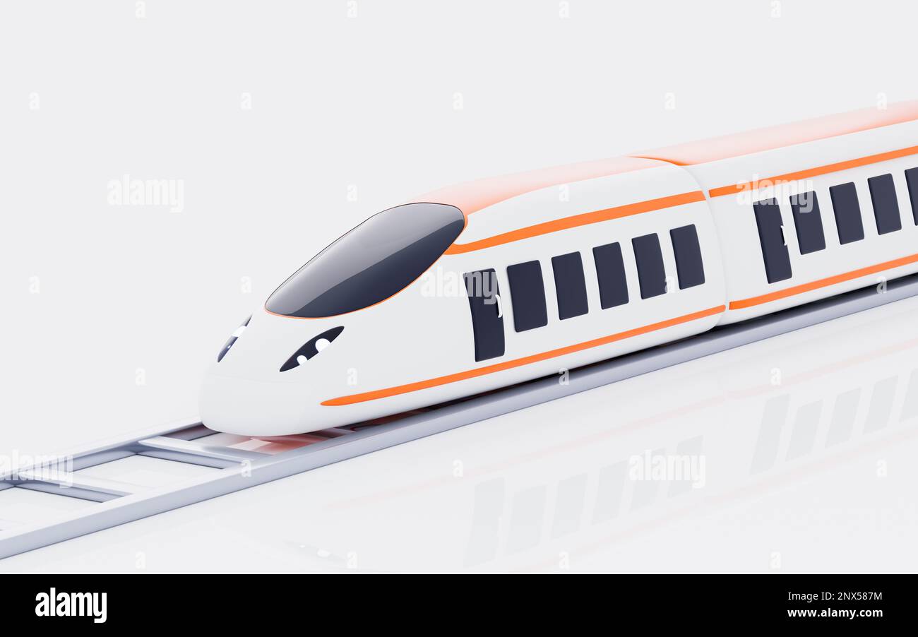 Cartoon high-speed train in the white background, 3d rendering. Digital ...