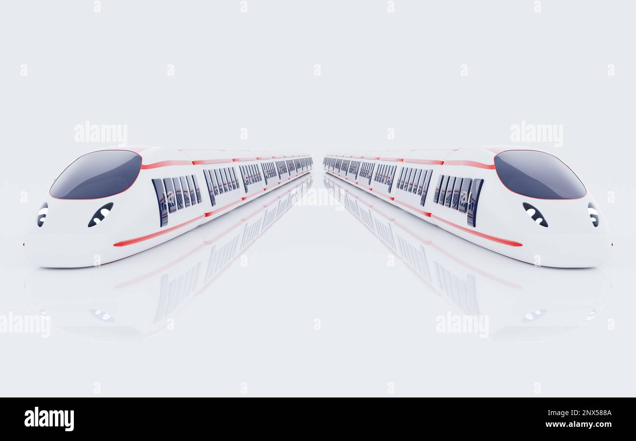 Cartoon high-speed train in the white background, 3d rendering. Digital ...