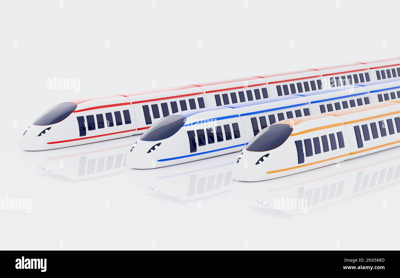 Cartoon high-speed train in the white background, 3d rendering. Digital ...