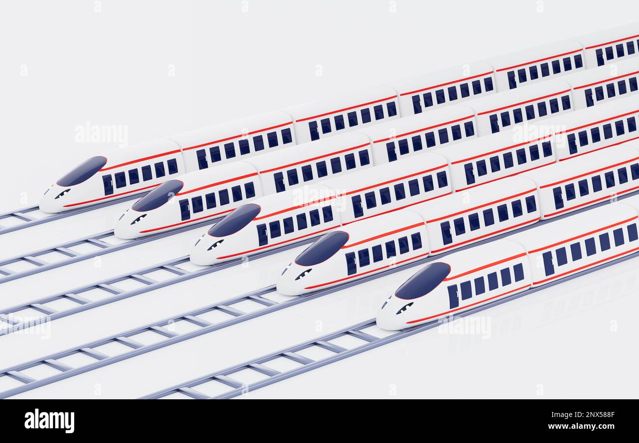 Cartoon high-speed train in the white background, 3d rendering. Digital ...