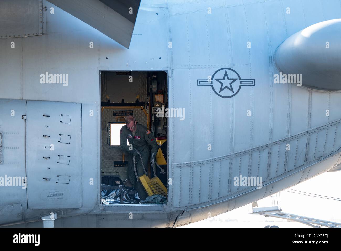 Aircrew from the 43rd Electronic Combat Squadron perform pre-flight ...