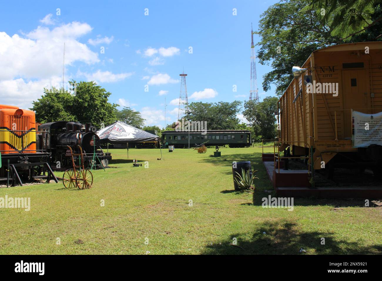 MERIDA, MEXICO - OCTOBER 5, 2016 Yucatan Railway Museum with train ...