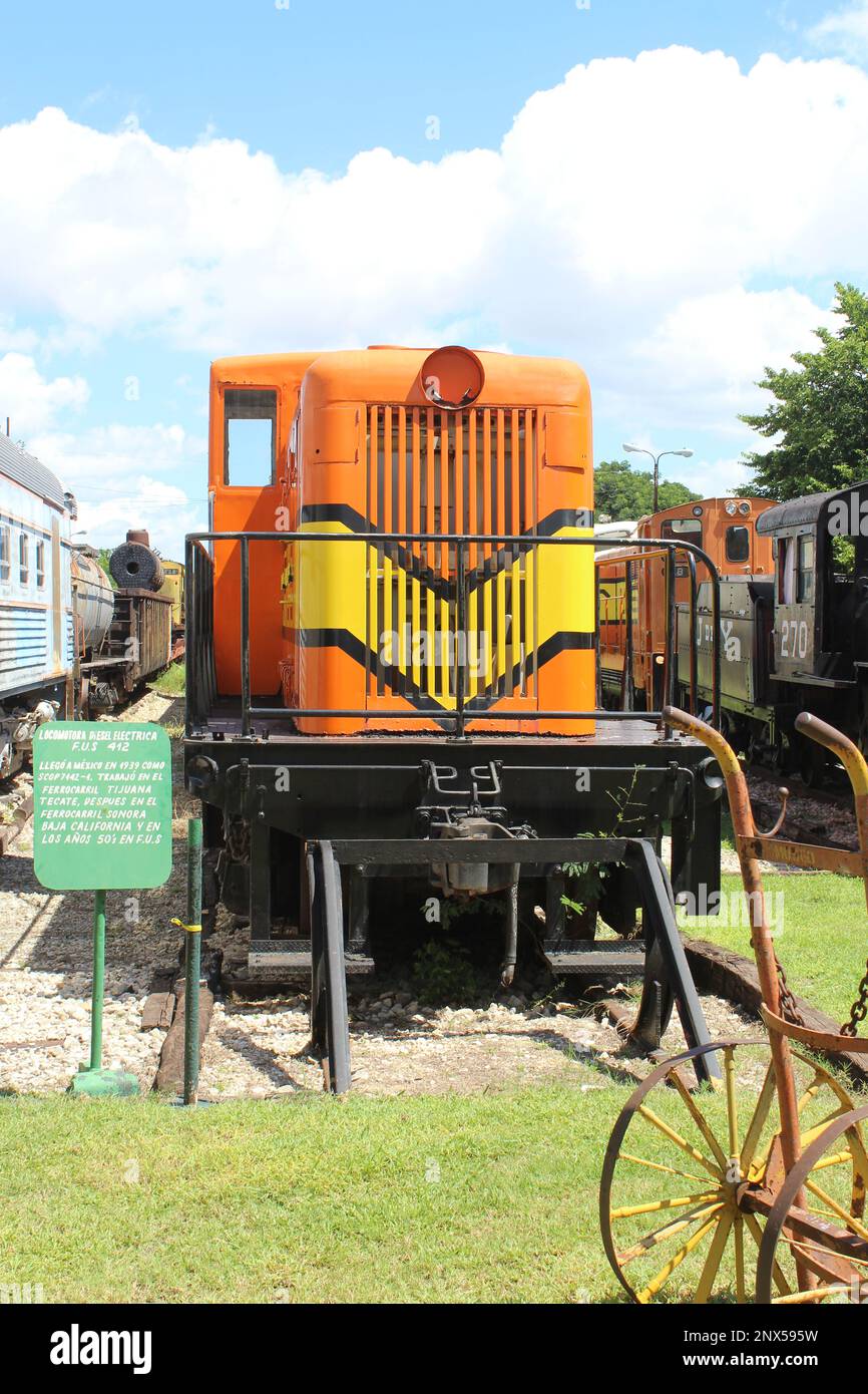 MERIDA, MEXICO - OCTOBER 5, 2016 Yucatan Railway Museum with train ...