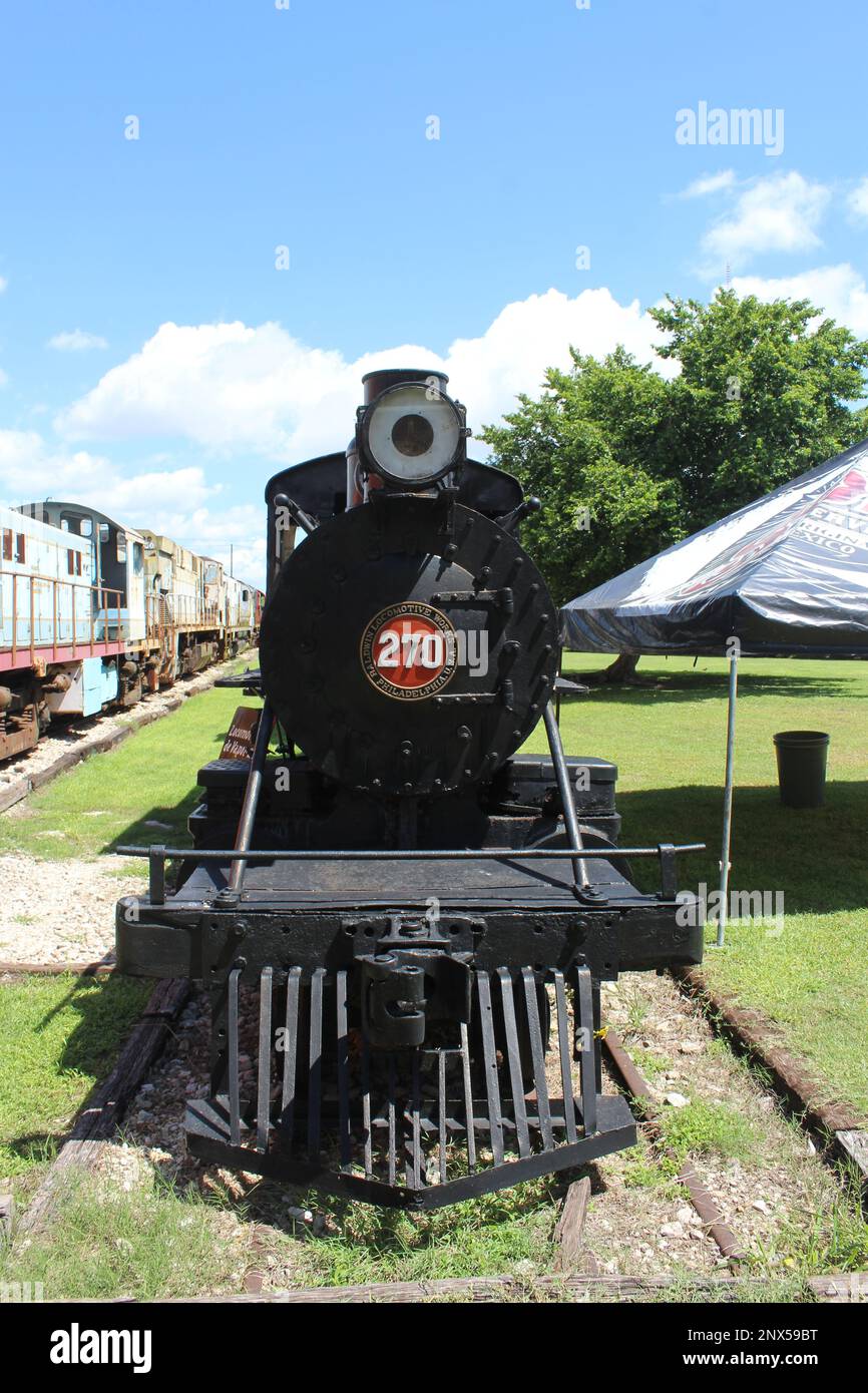 MERIDA, MEXICO - OCTOBER 5, 2016 Yucatan Railway Museum with train ...