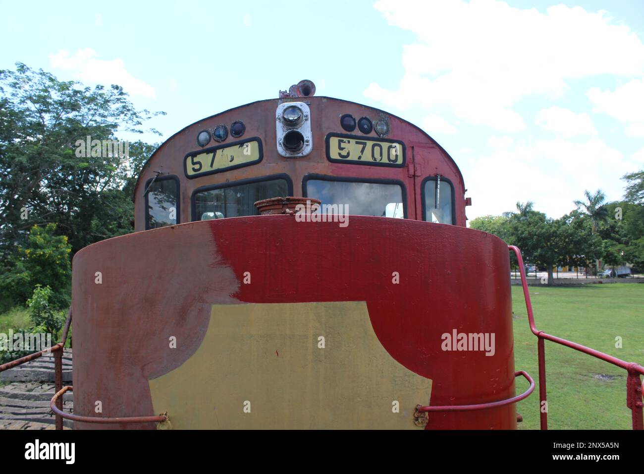 MERIDA, MEXICO - OCTOBER 5, 2016 Yucatan Railway Museum with train ...
