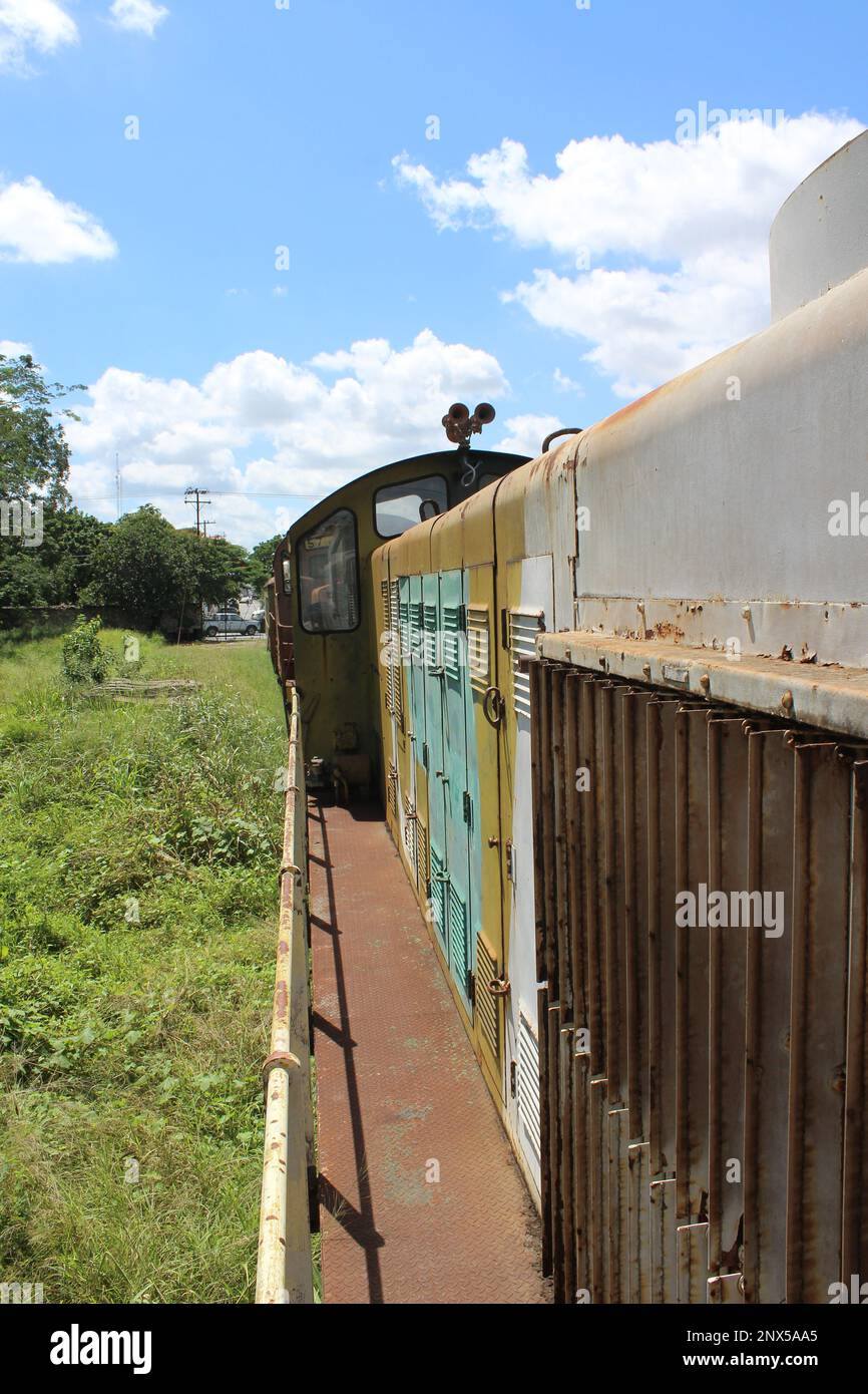 MERIDA, MEXICO - OCTOBER 5, 2016 Yucatan Railway Museum with train ...