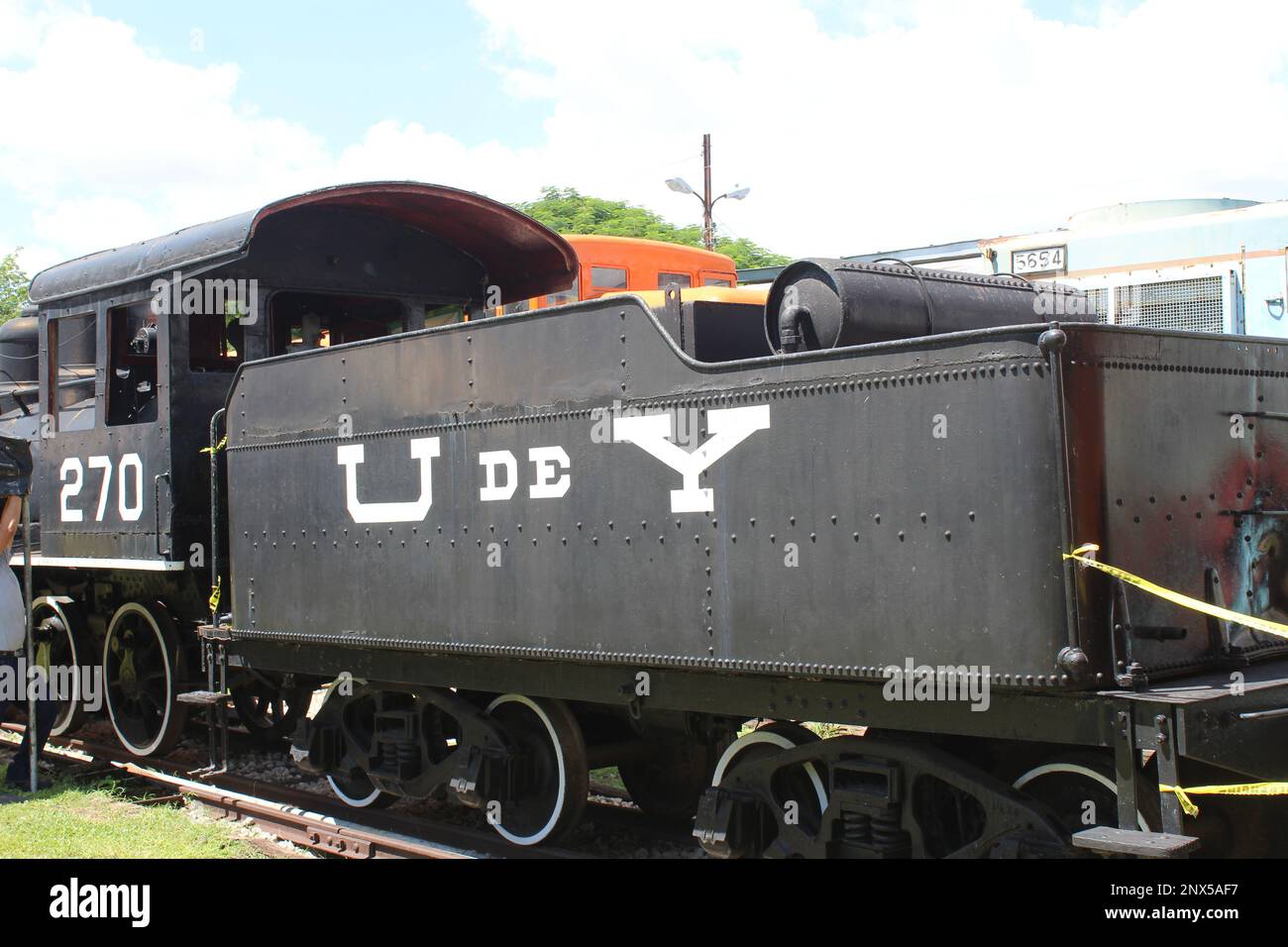 MERIDA, MEXICO - OCTOBER 5, 2016 Yucatan Railway Museum with train ...