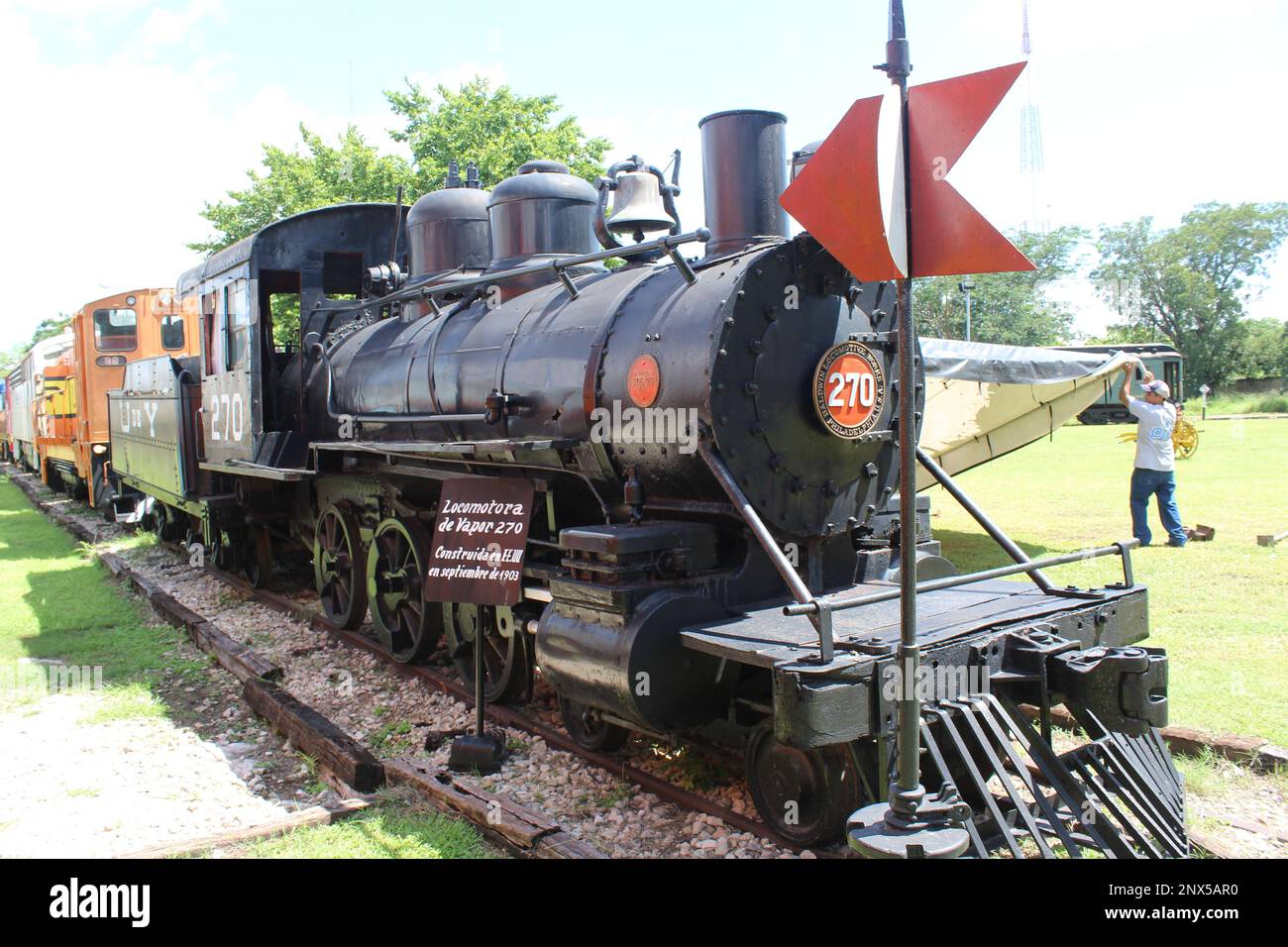 MERIDA, MEXICO - OCTOBER 5, 2016 Yucatan Railway Museum with train ...