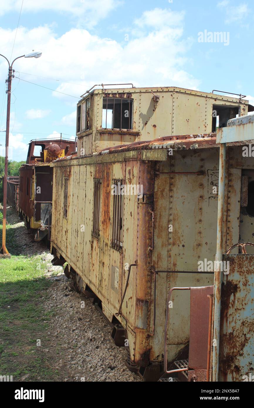 MERIDA, MEXICO - OCTOBER 5, 2016 Yucatan Railway Museum with train ...