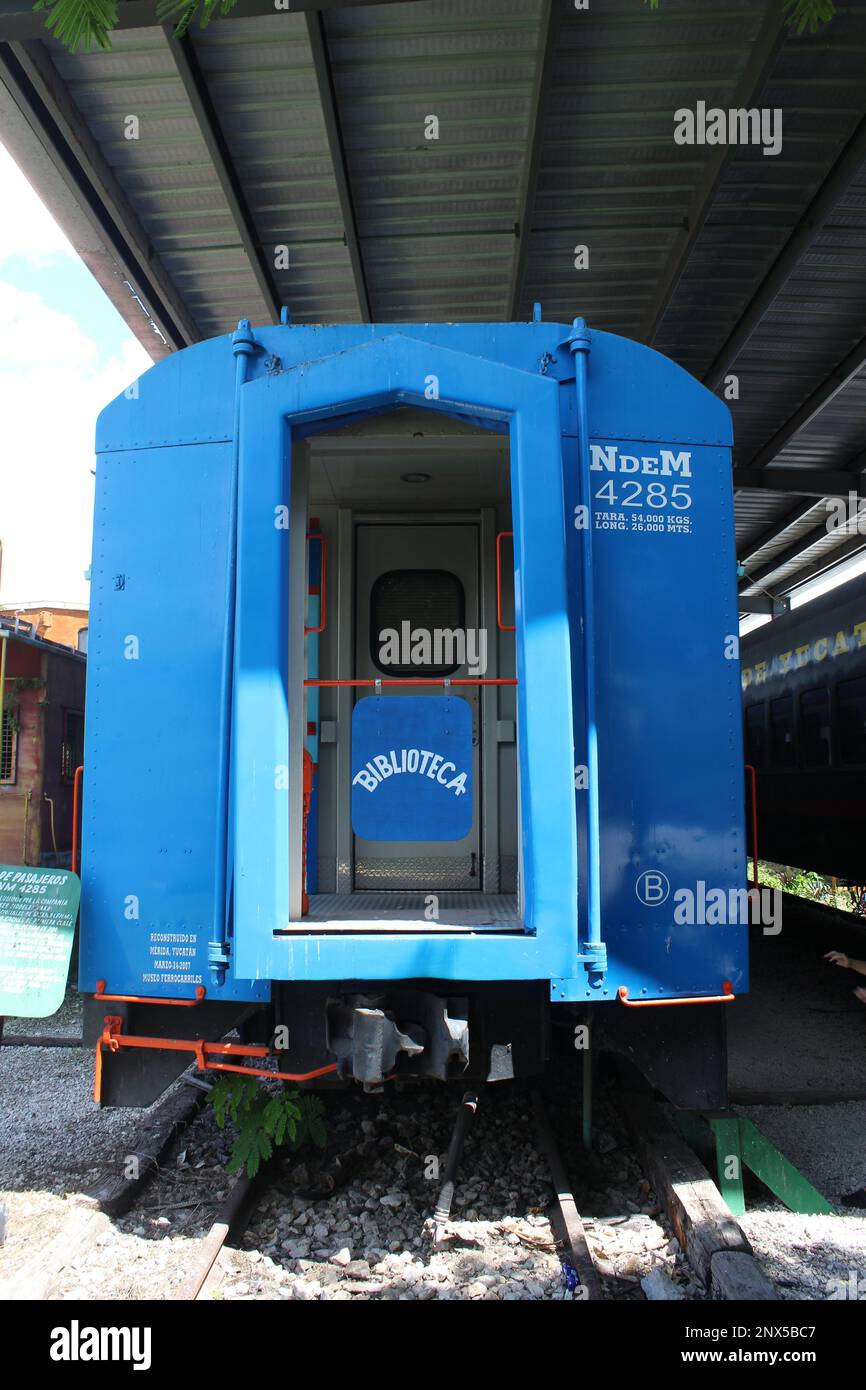 MERIDA, MEXICO - OCTOBER 5, 2016 Yucatan Railway Museum with train ...