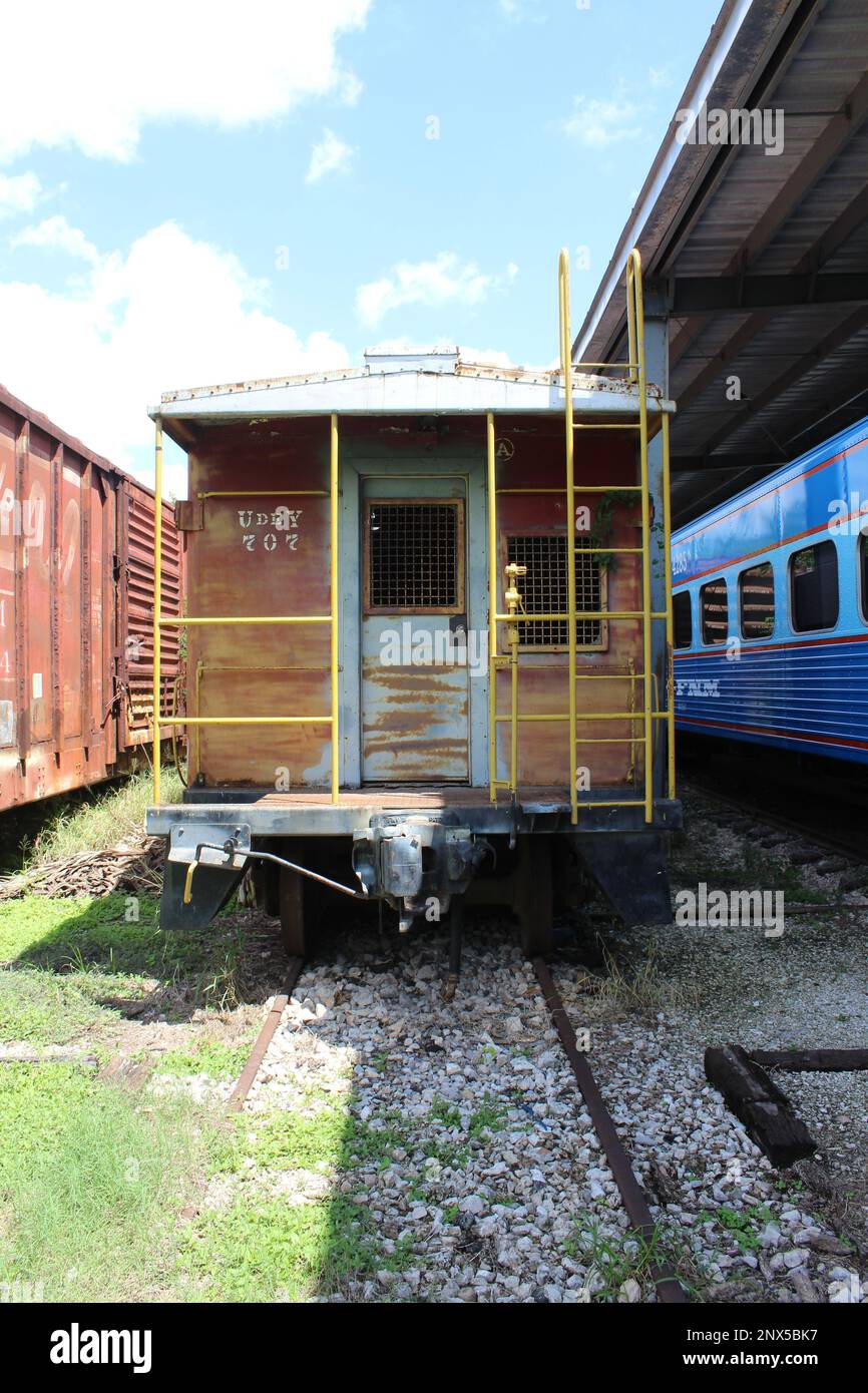 MERIDA, MEXICO - OCTOBER 5, 2016 Yucatan Railway Museum with train ...