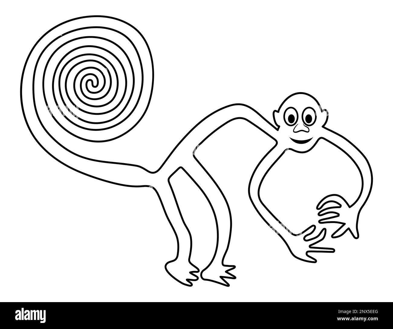 Geoglyph of the smiling monkey from Nazca, The Nazca Lines, Nazca ...