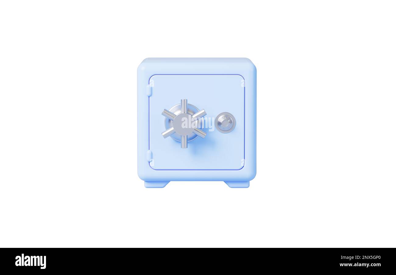 Closed safe box on the white background, 3d rendering. Digital drawing ...
