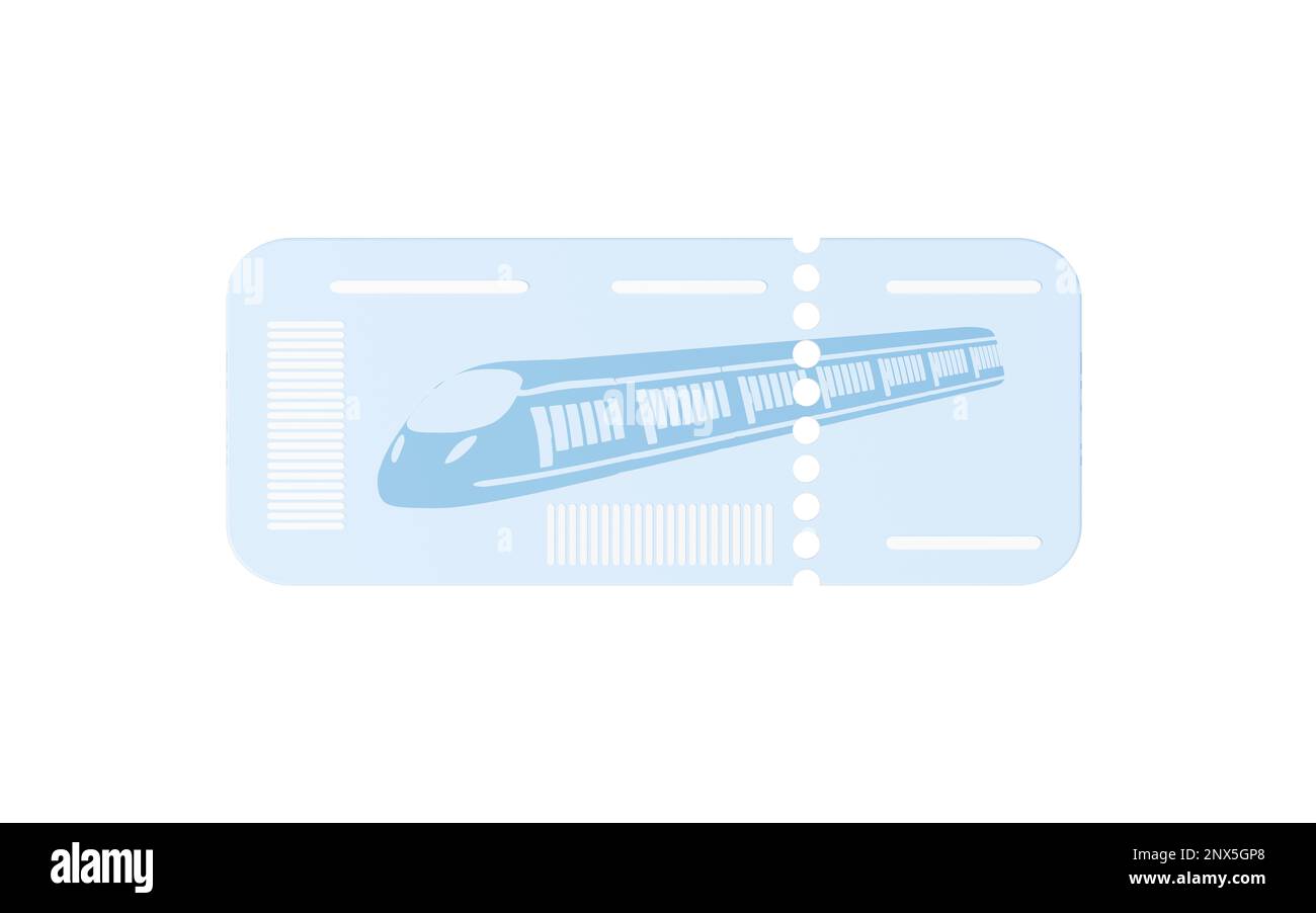 Cartoon railway ticket in the white background, 3d rendering. Digital ...
