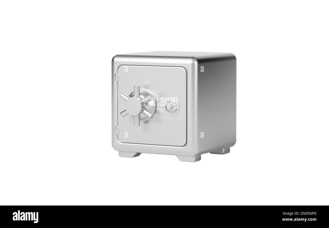 Closed safe box on the white background, 3d rendering. Digital drawing ...
