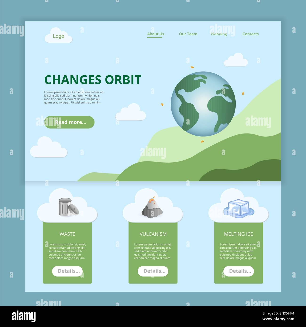Changes orbit flat landing page website template. Waste, vulcanism ...