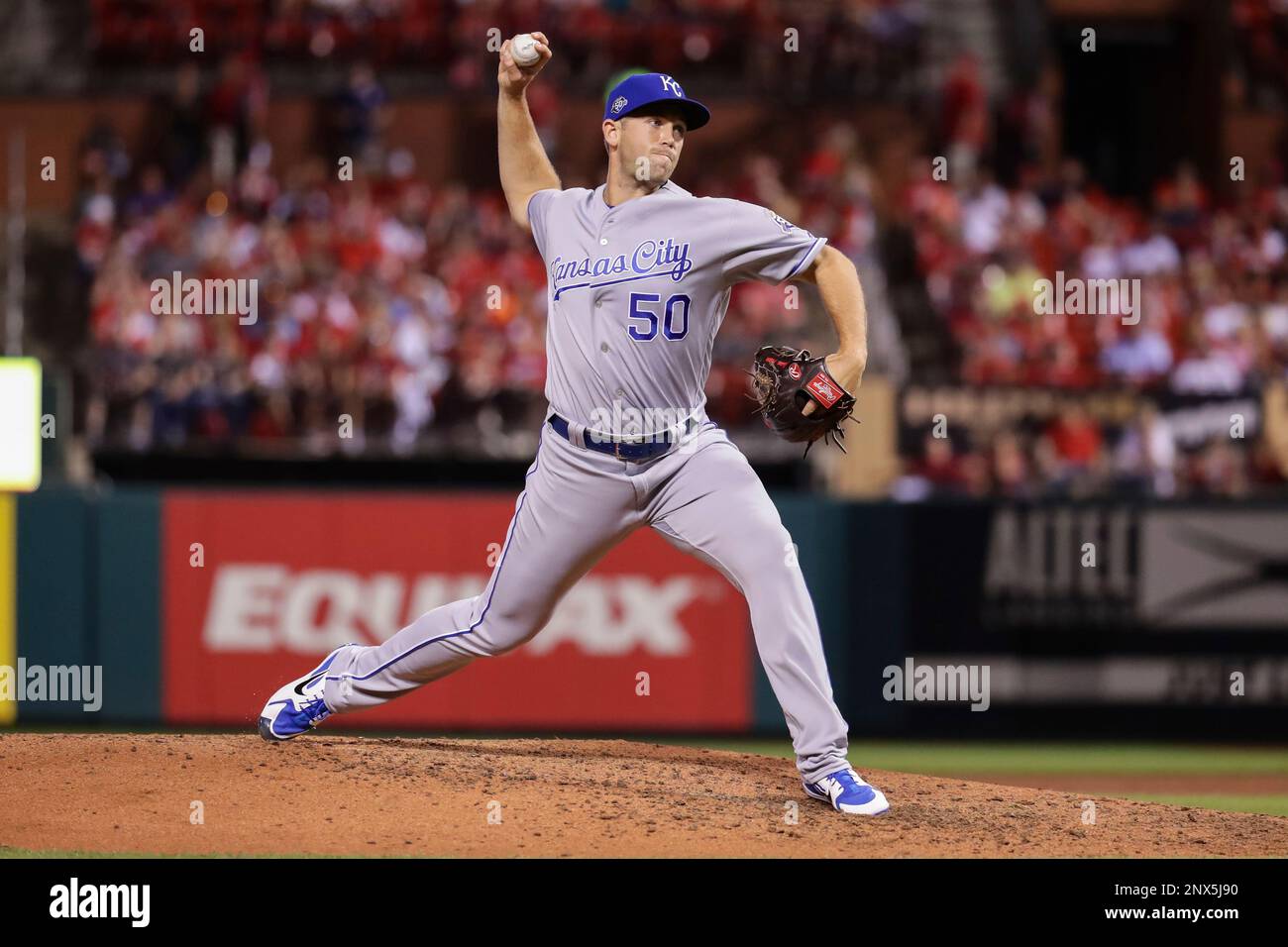 ST. LOUIS, MO - MAY 21: Kansas City Royals relief pitcher Jason Adam ...