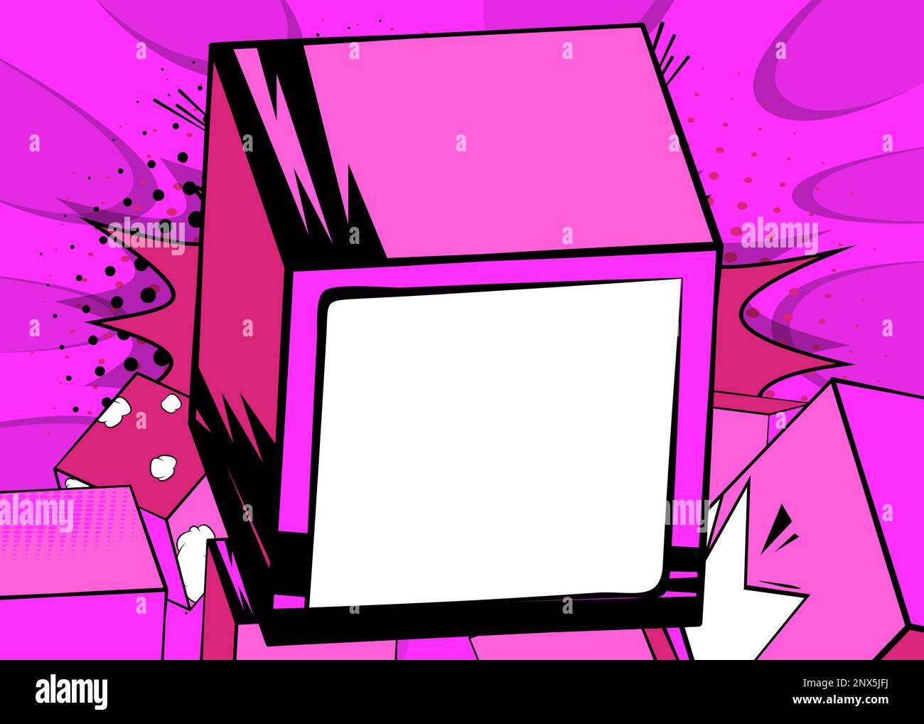 Blank comic book copy space on a pink cube shape. Comics cartoon ...