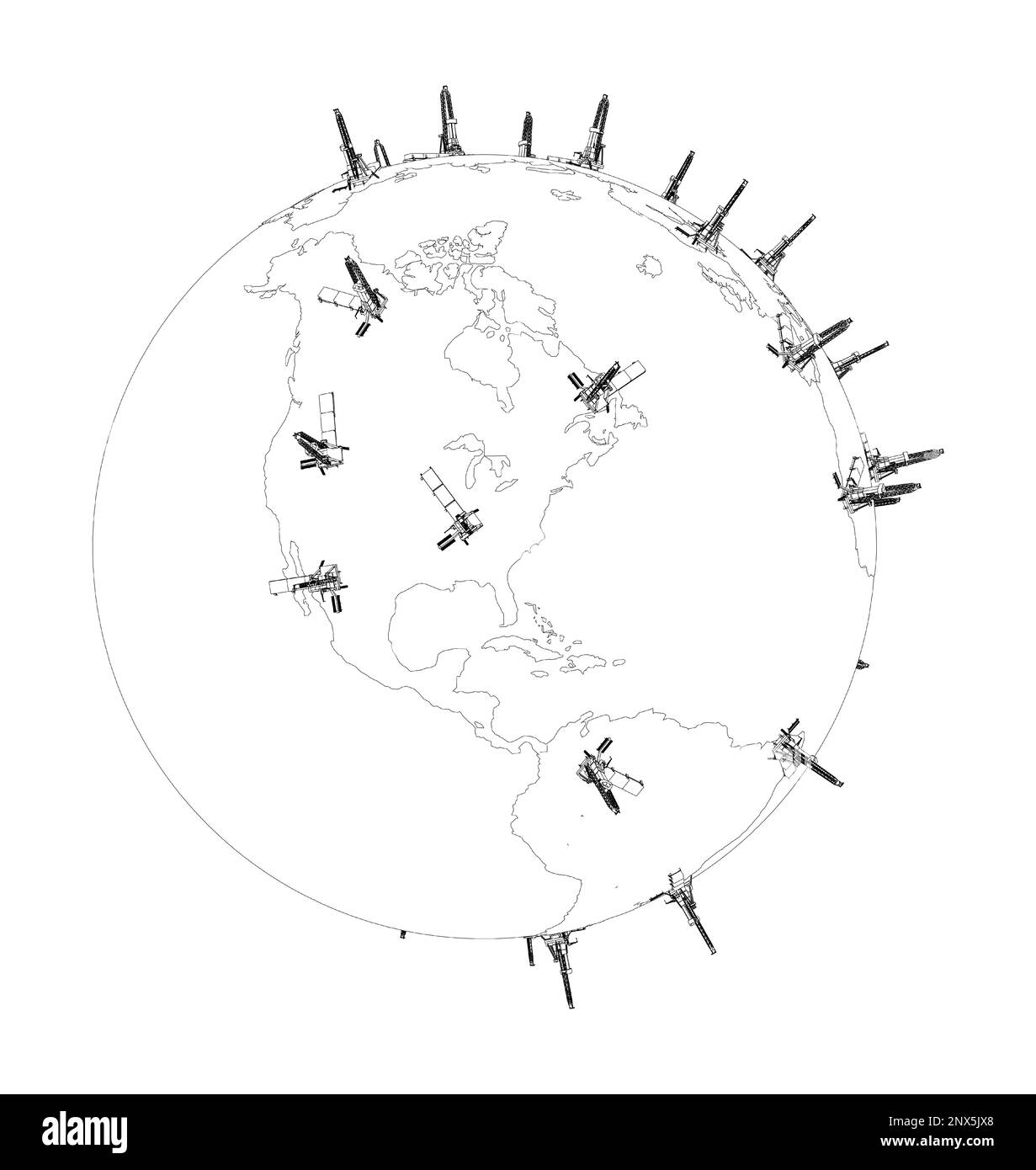 Oil rigs on Earth Stock Photo - Alamy