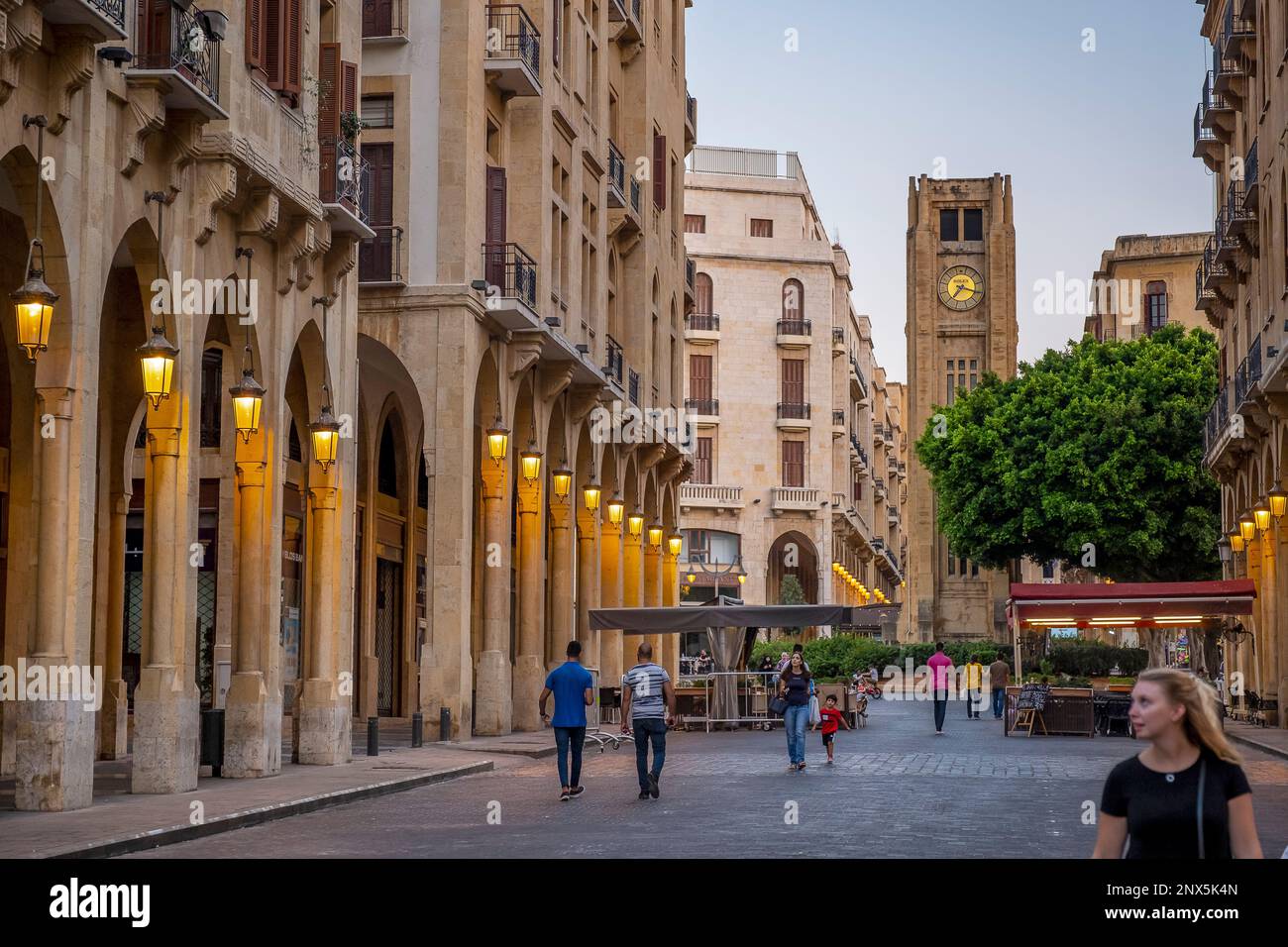 El Omari Mosque street, in background El Nejmeh square or Star square ...