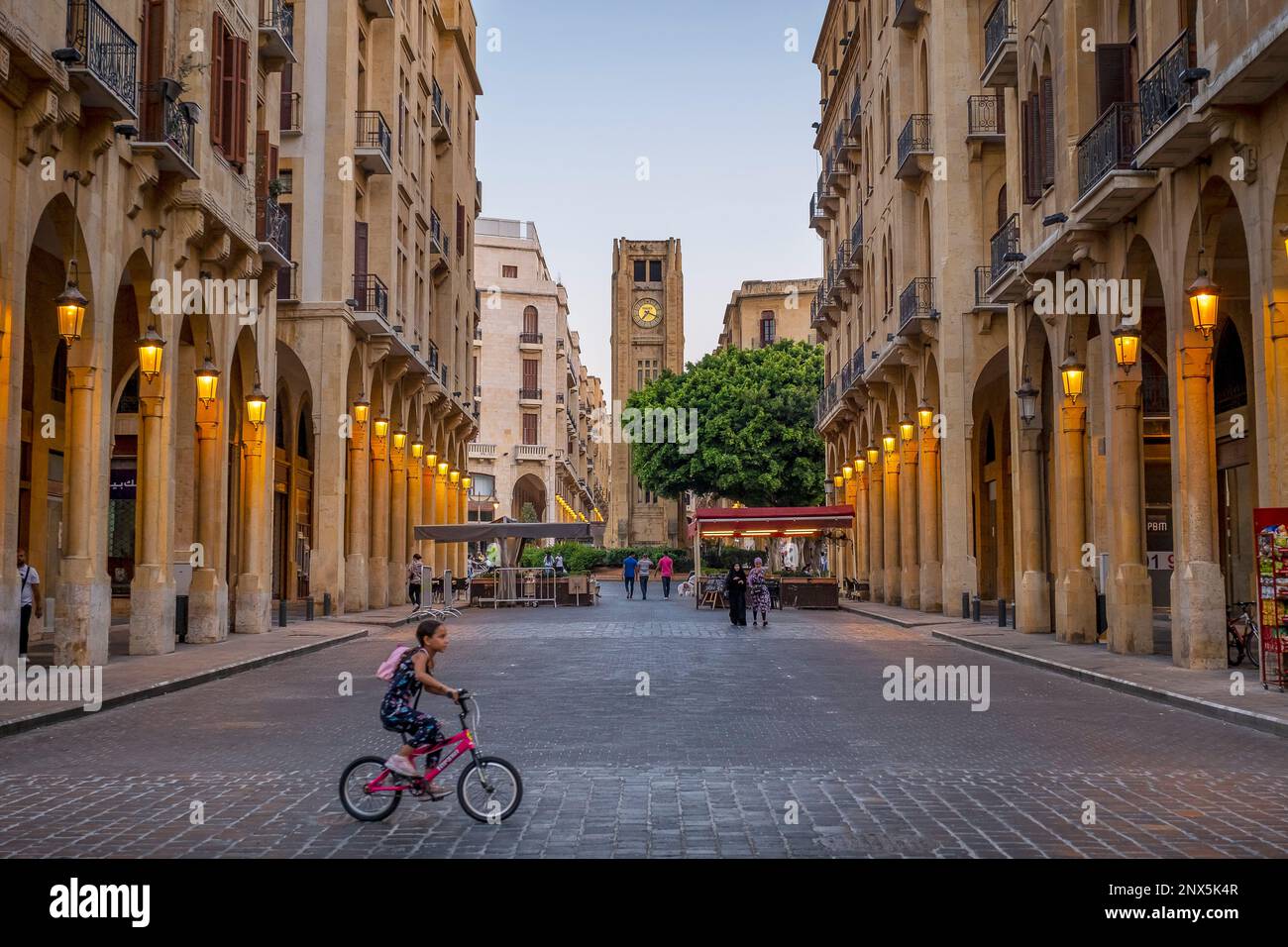 El Omari Mosque street, in background El Nejmeh square or Star square ...