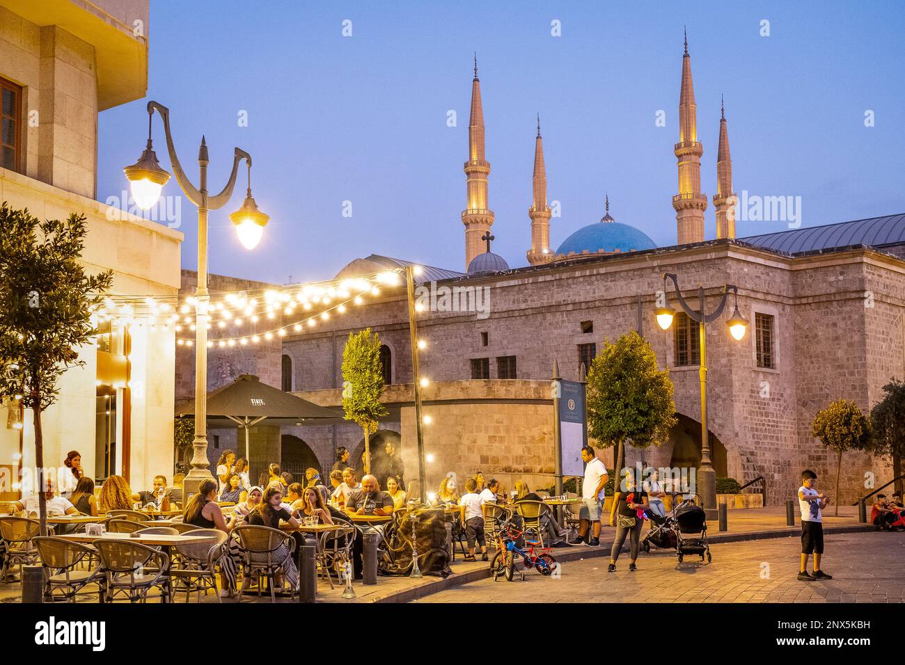 Outdoor terrace of State casual cafe, in El Nejmeh square or Star ...