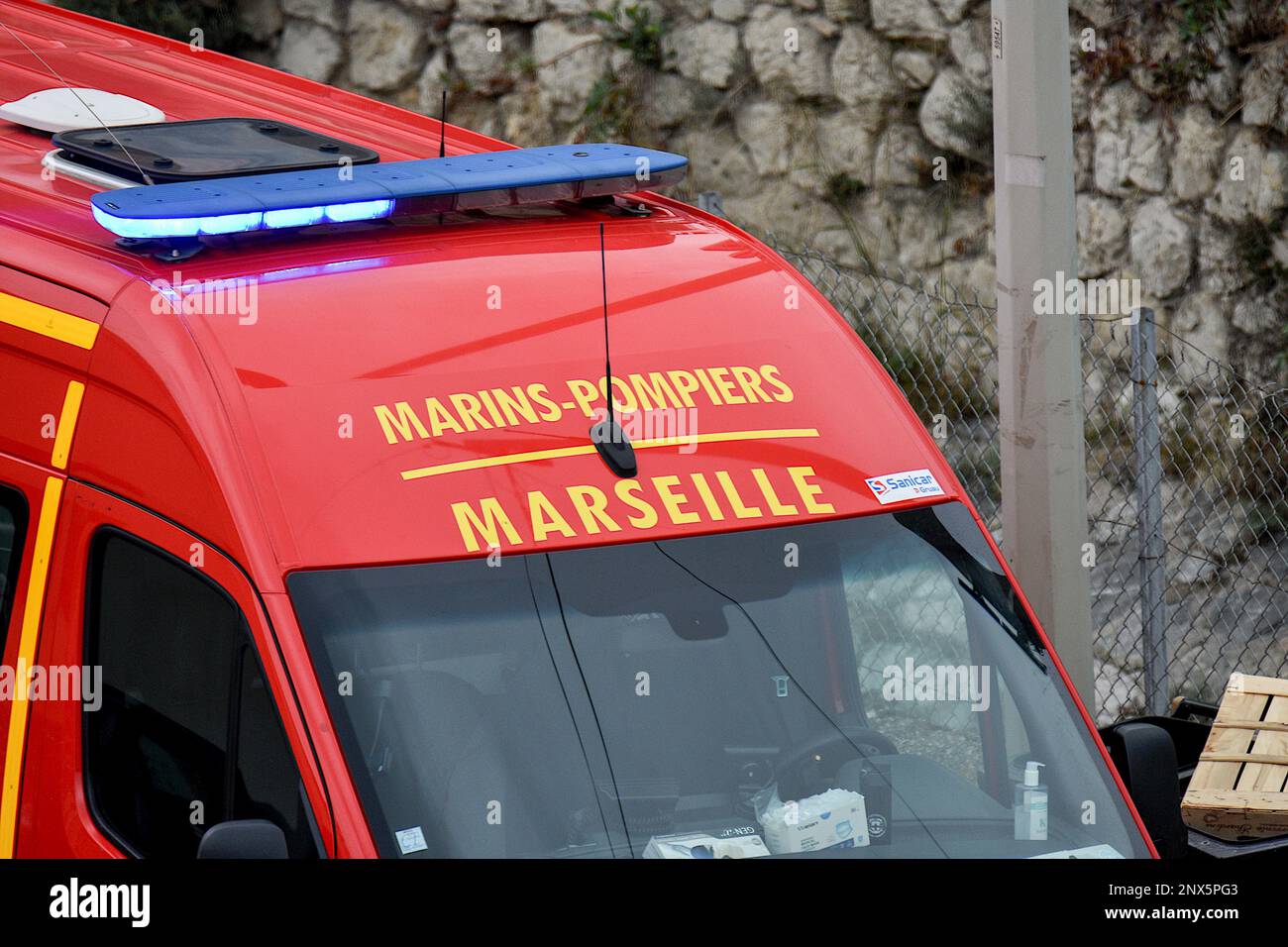 Marseille, France. 28th Feb, 2023. Rescue van from the Bataillon des ...