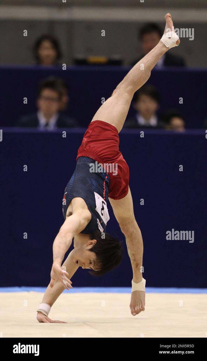 Seven times Olympic medalist Kohei Uchimura floor during the NHK Cup at ...