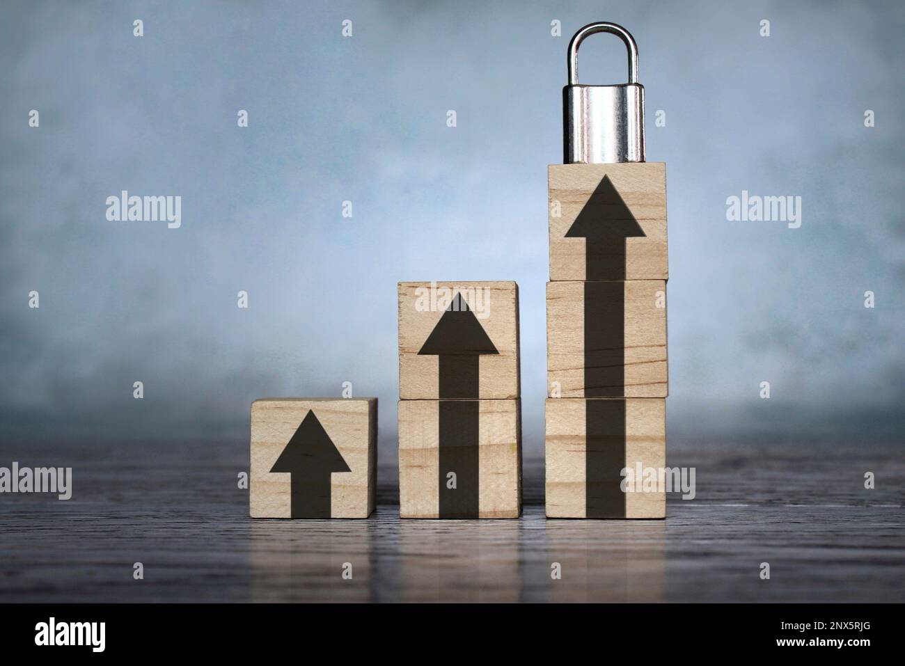 Padlock and upward arrow. Upgrade protection, enhanced protection ...