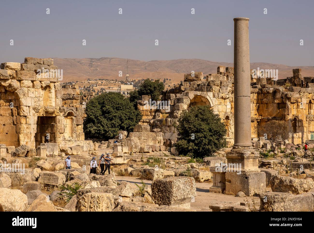 Large Court of Jupiter temple, Beqaa Valley, Baalbeck, Lebanon Stock ...
