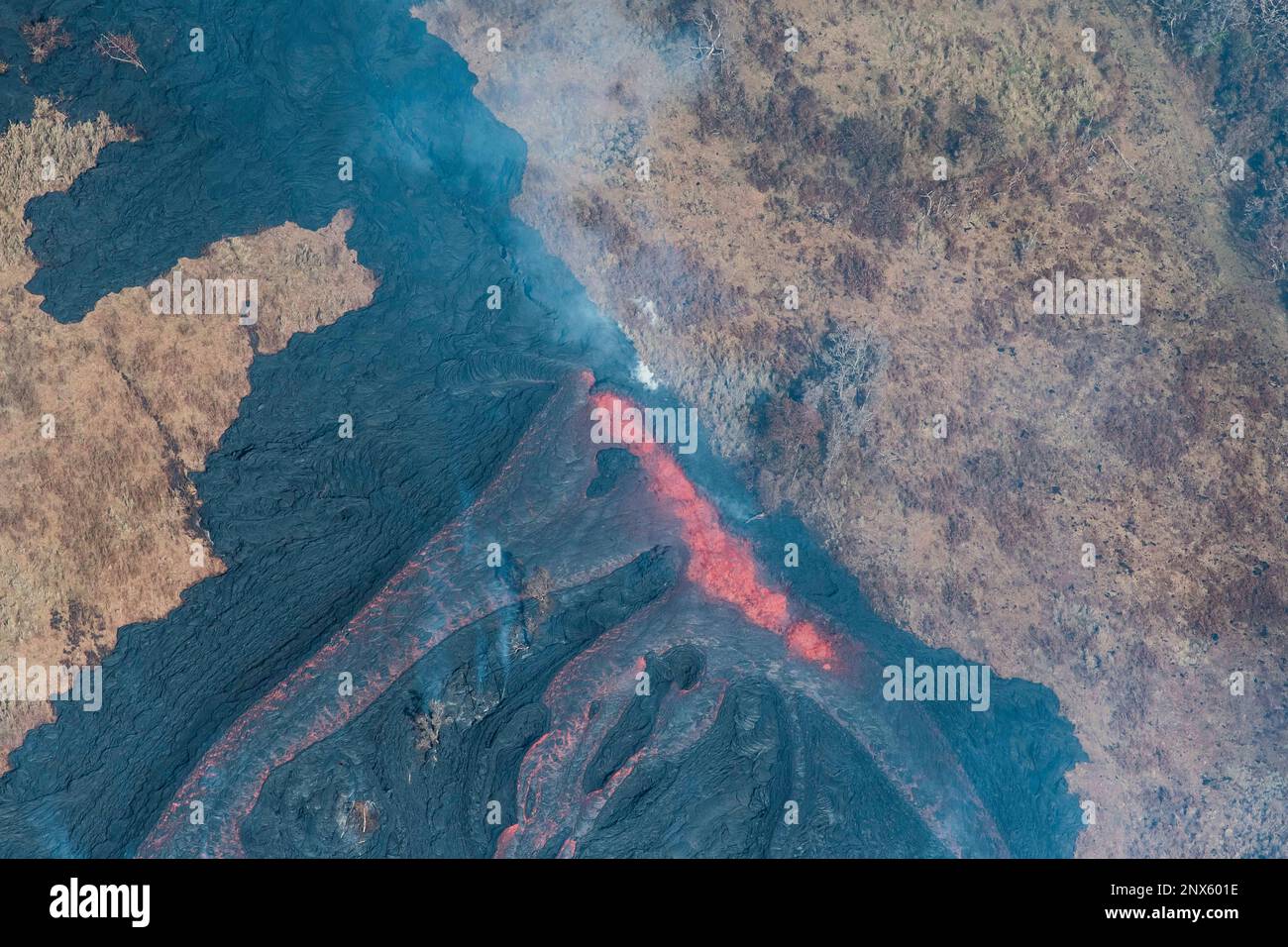 May 18, 2018 - Hilo, Hawaii, U.S - An aerial view of lava escaping from ...