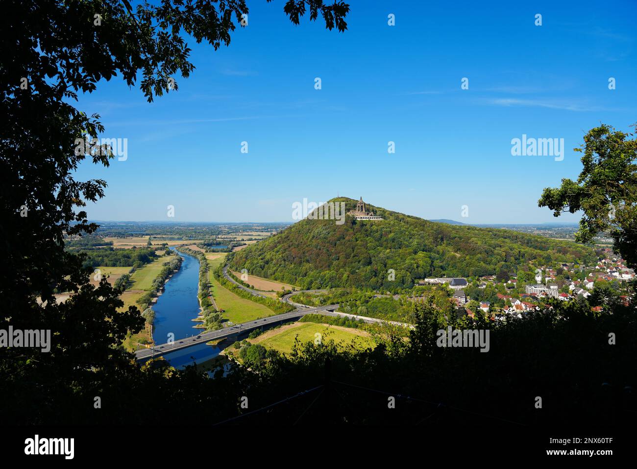 View of the landscape and the Weser from the Porta-Kanzel in Porta ...