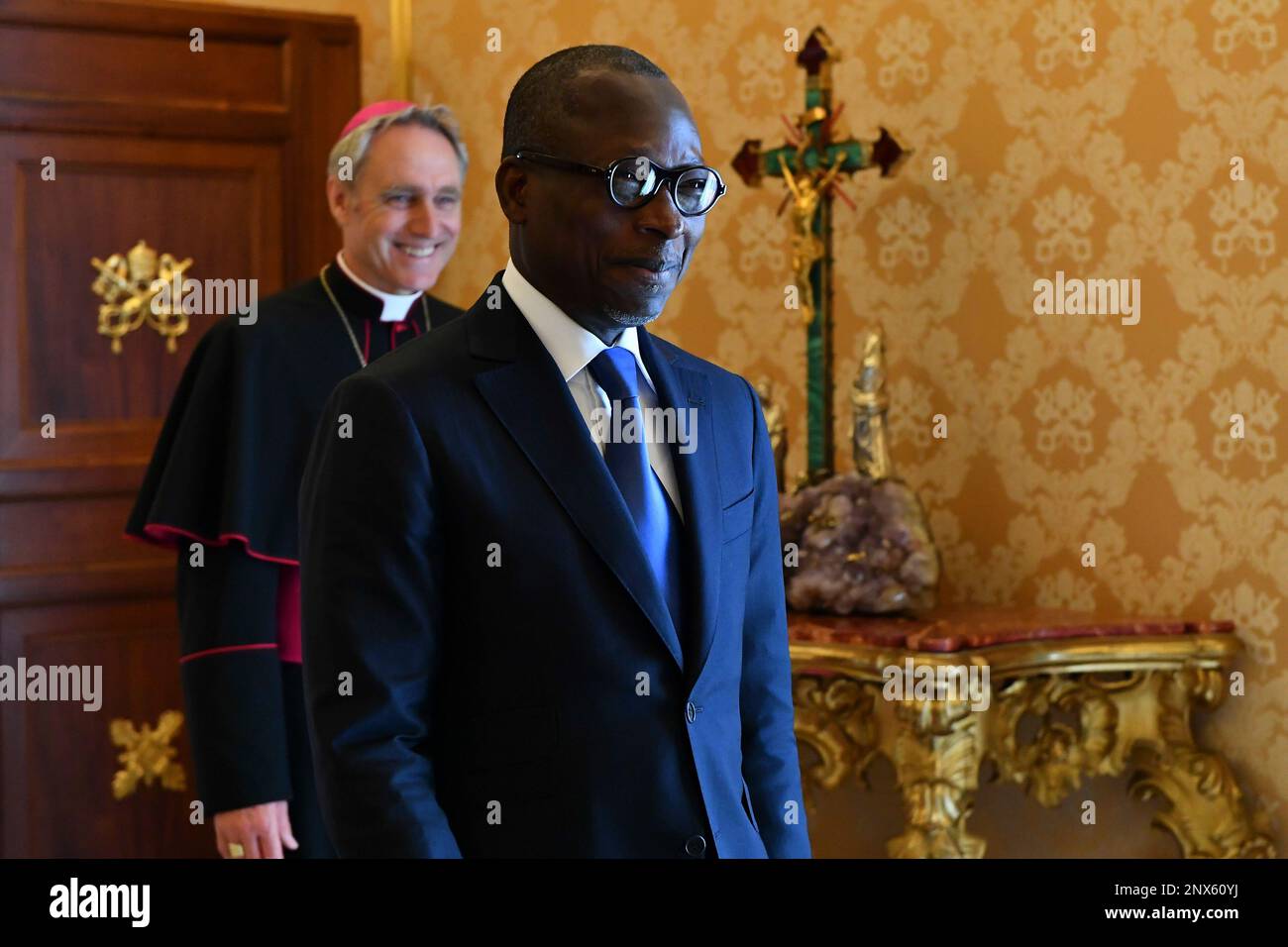 Benin President Patrice Talon arrives to meet with Pope Francis on the ...