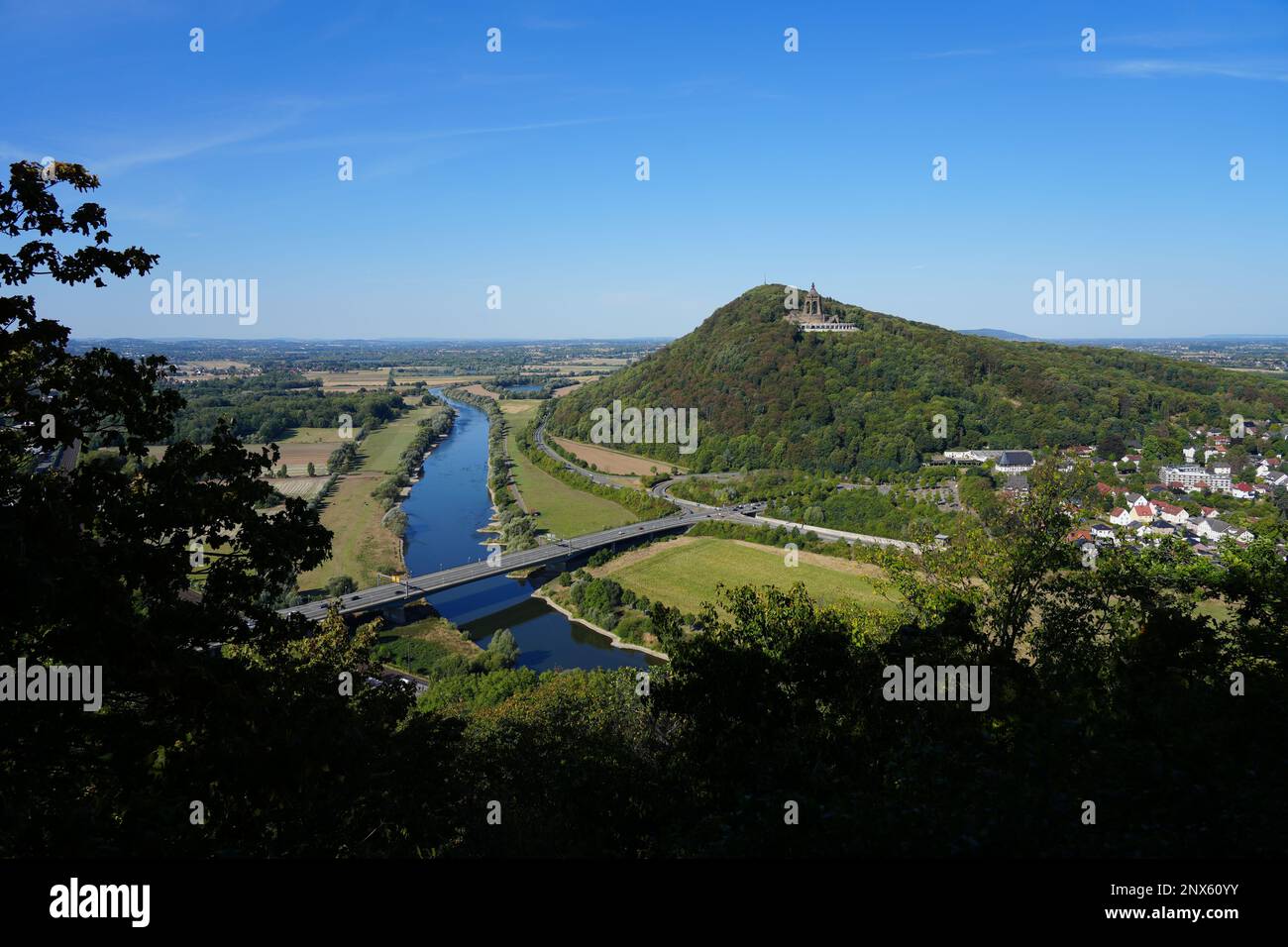 View of the landscape and the Weser from the Porta-Kanzel in Porta ...
