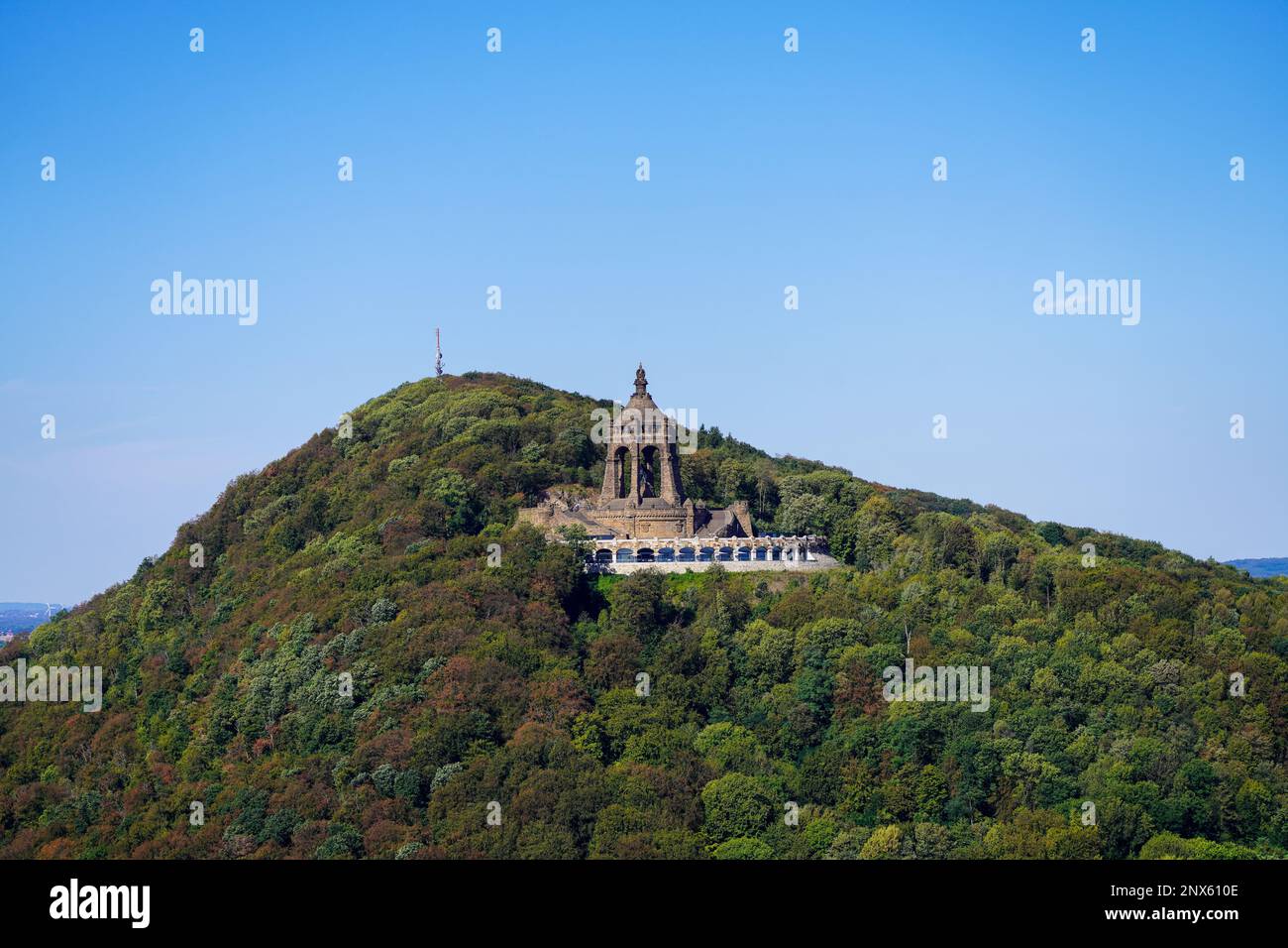 View of the landscape and the Weser from the Porta-Kanzel in Porta ...