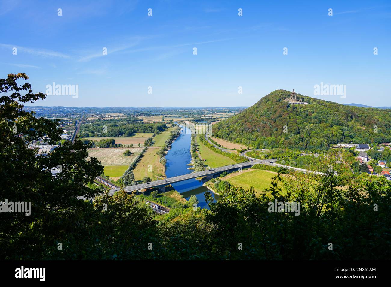 View of the landscape and the Weser from the Porta-Kanzel in Porta ...