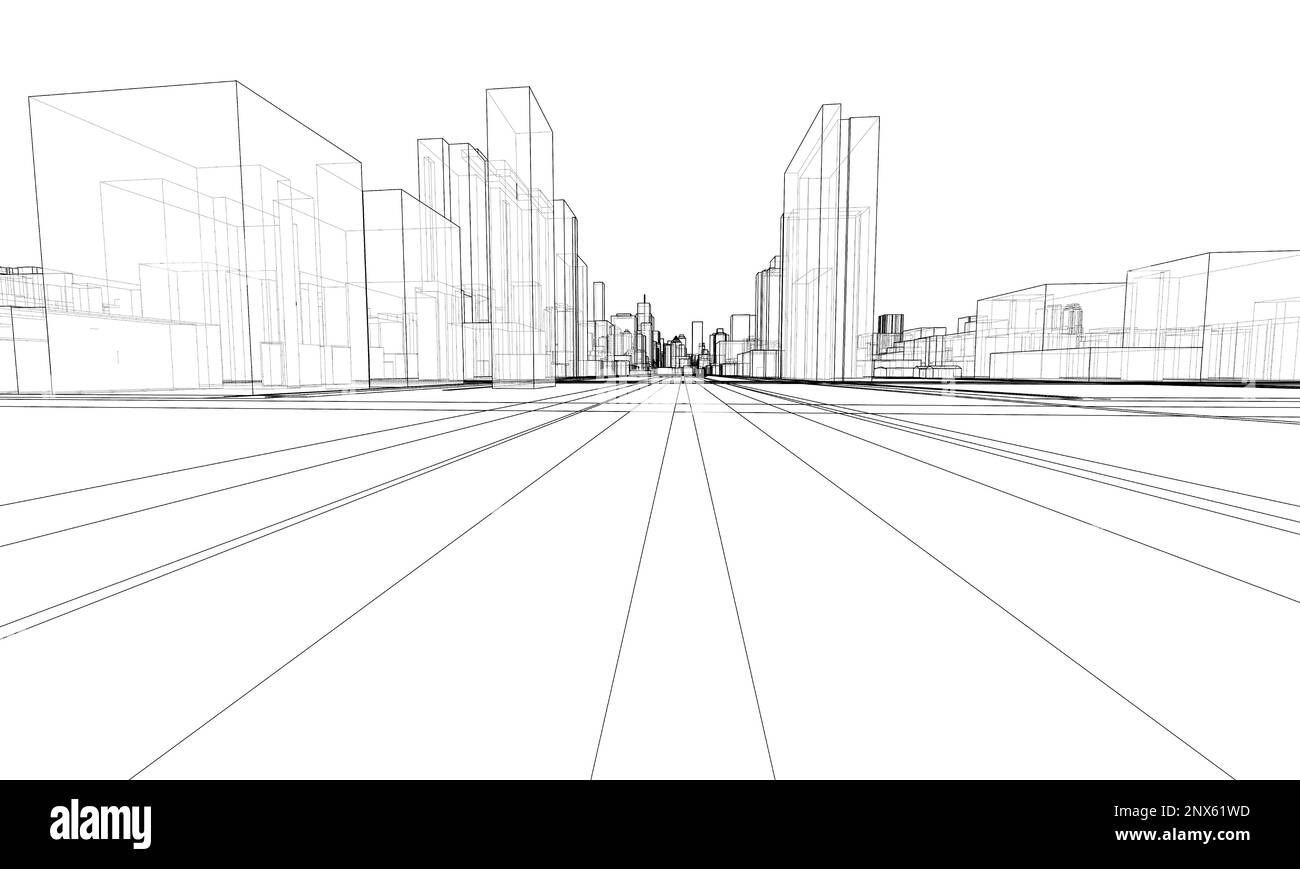 3d urban landscape. Buildings and roads Stock Photo - Alamy