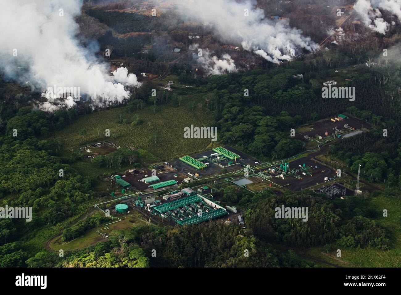 An aerial view of Hawaii's Kilauea East Rift zone and the Puna ...