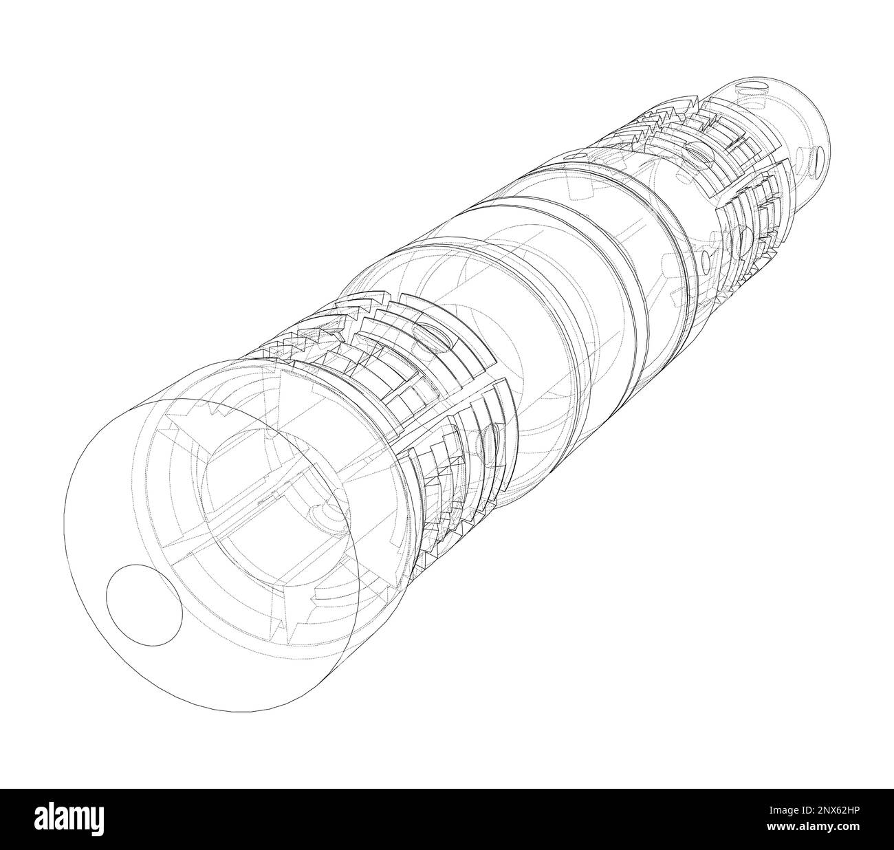Outline drawing or sketch of cylindrical device Stock Photo - Alamy